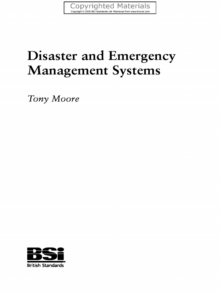 Moore, Tony - Disaster and Emergency Management Systems-BSI Standards ...