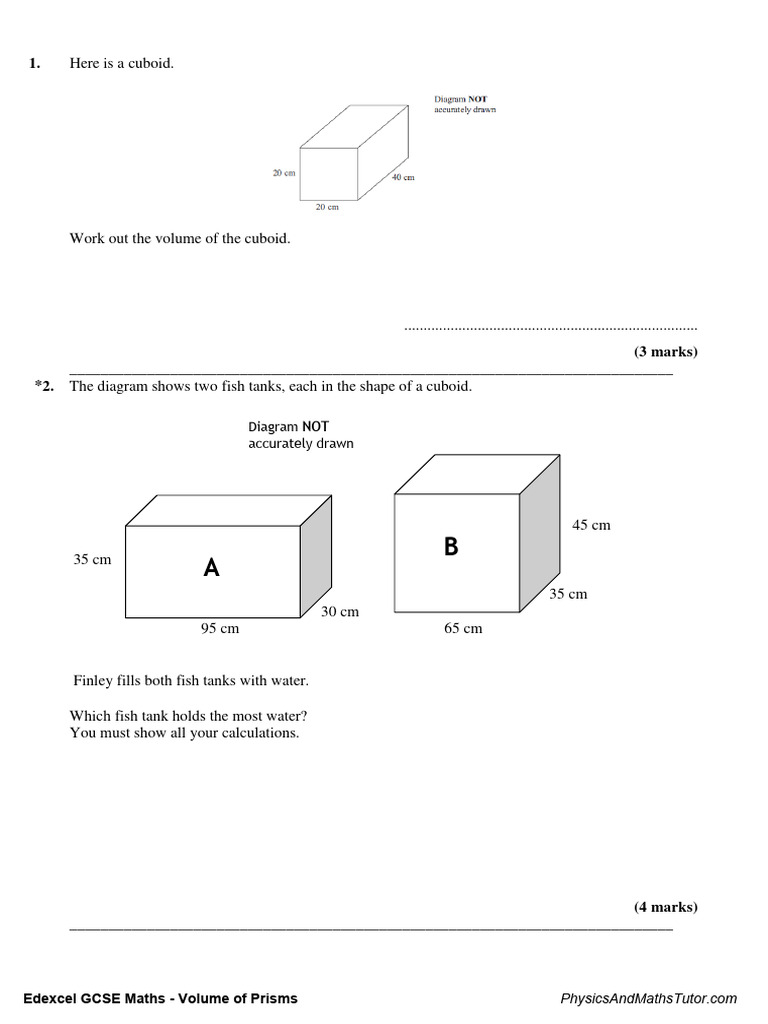 Volume of Prisms QP | PDF | Volume | Geometric Shapes