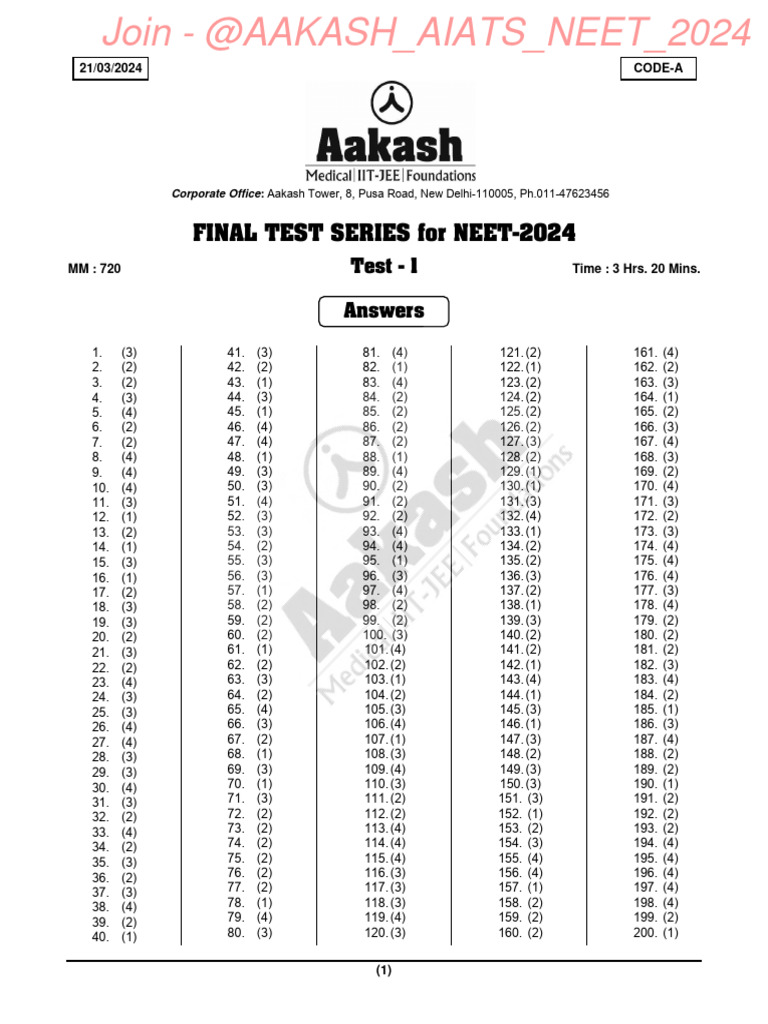 FTS #01 - Code A - Solutions | Download Free PDF | Plants | Atomic Orbital