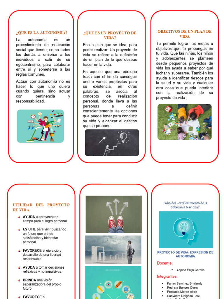 Triptico-Proyecto de Vida Autonomia | PDF | Autonomía | Conceptos psicologicos
