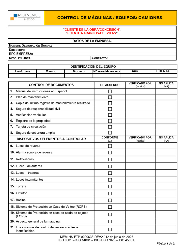 Control Maq-Eq-Camiones | PDF | Camión | Vehículos