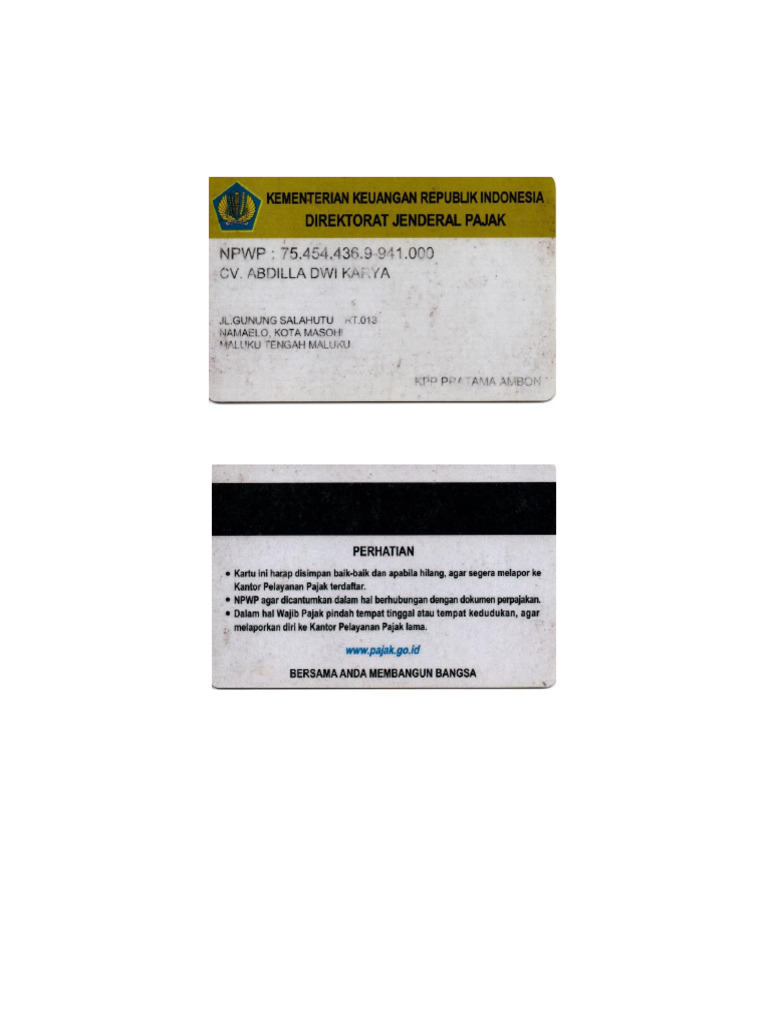 NPWP Perusahaan | PDF