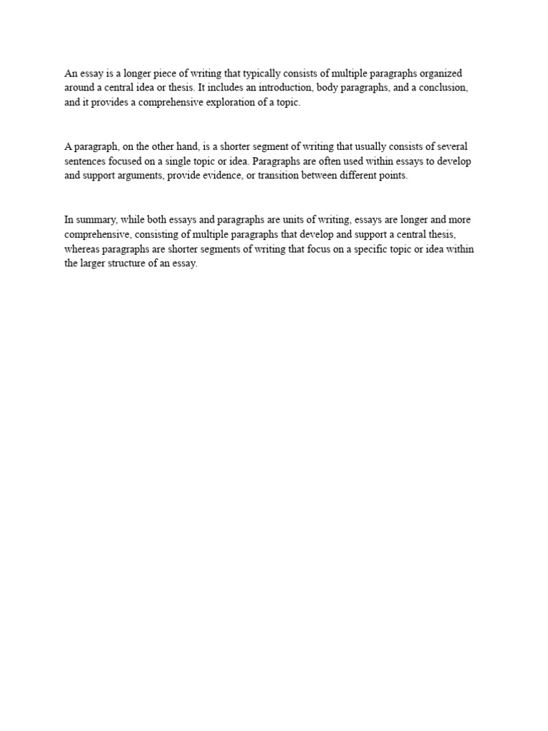 Paragraph Vs Essay | PDF | Language Arts & Discipline