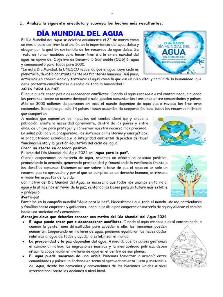 Ficha-Lun - 18 - Comun-Celebramos Juntos El Día Del Agua | PDF | Agua ...