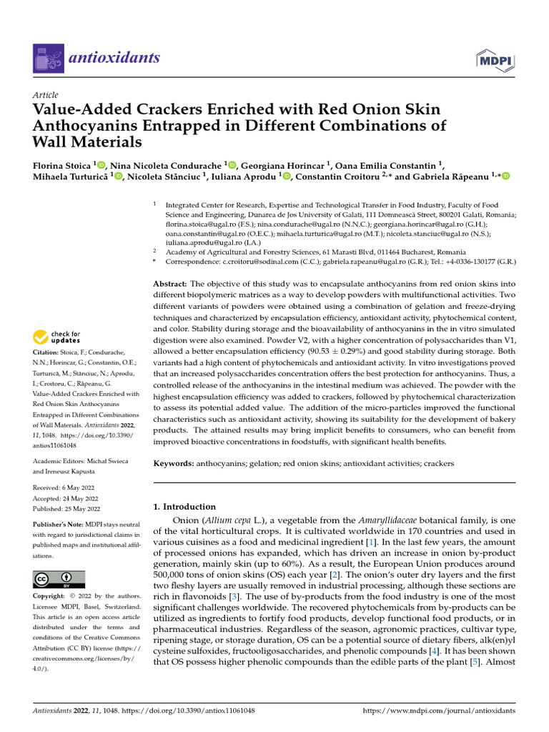 Value-Added Crackers Enriched With Red Onion Skin Anthocyanins | PDF ...