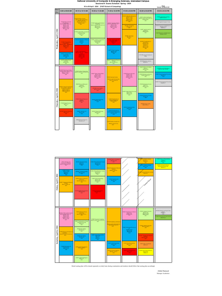 2nd Sessional Examination Schedule Spring 2024 - Ver-Final - As On 26 ...