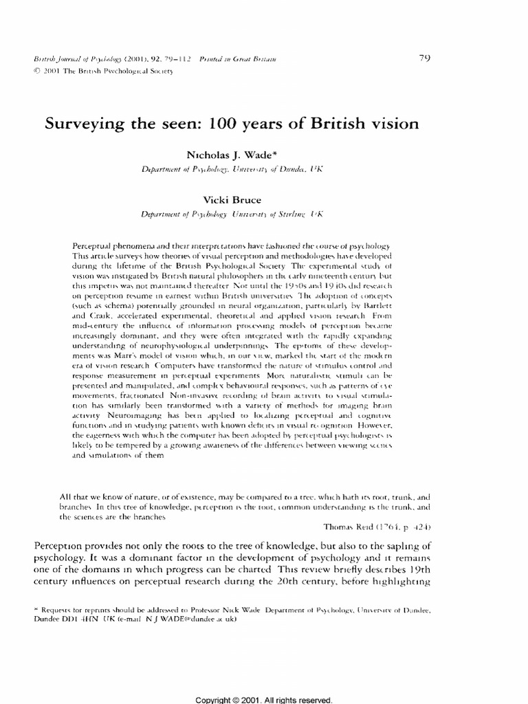 Wade 100 Years British Vision Research | PDF