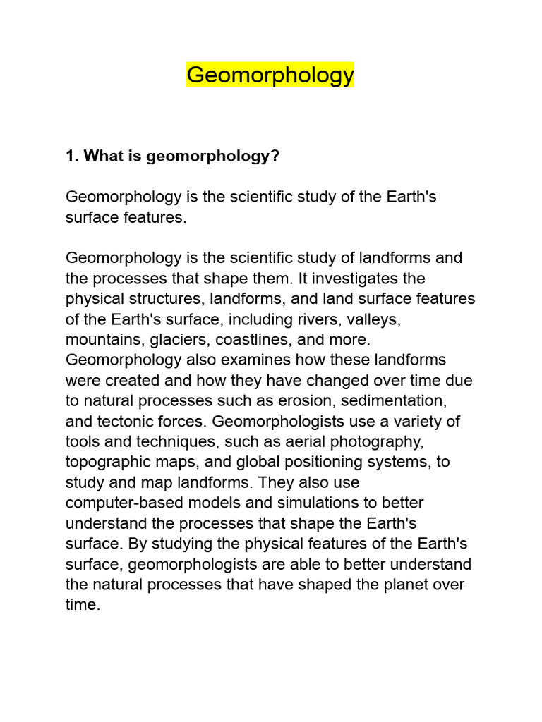 Geomorphology | PDF | Geomorphology | Erosion