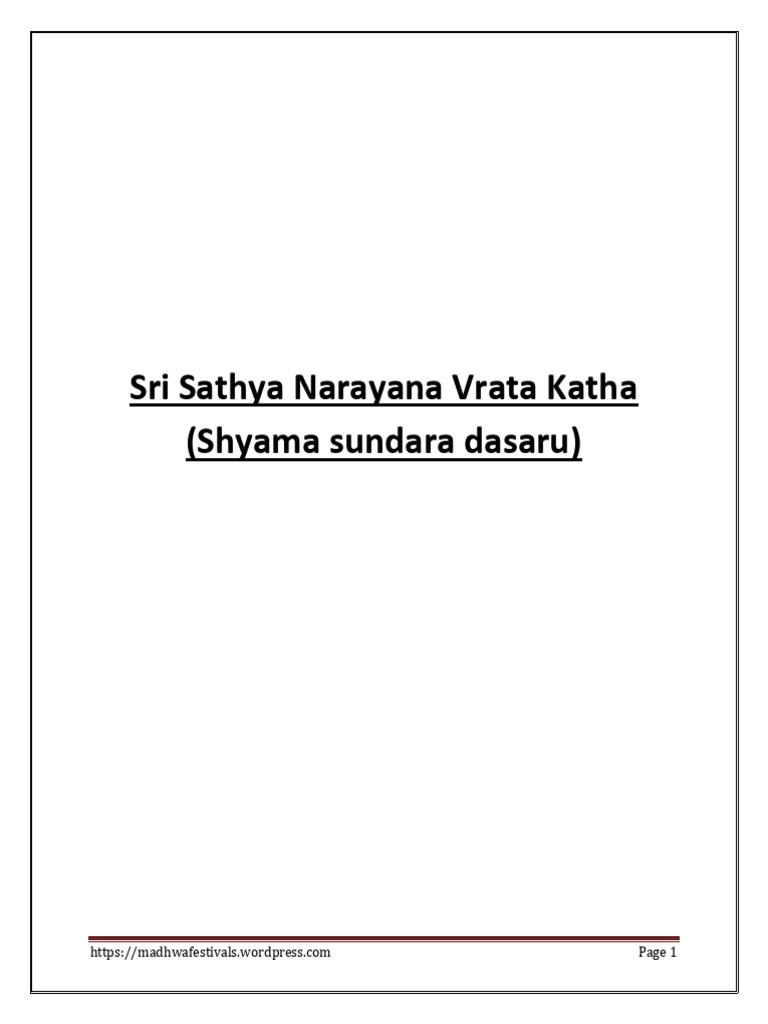 sri_sathya_narayana_vrata_katha | PDF