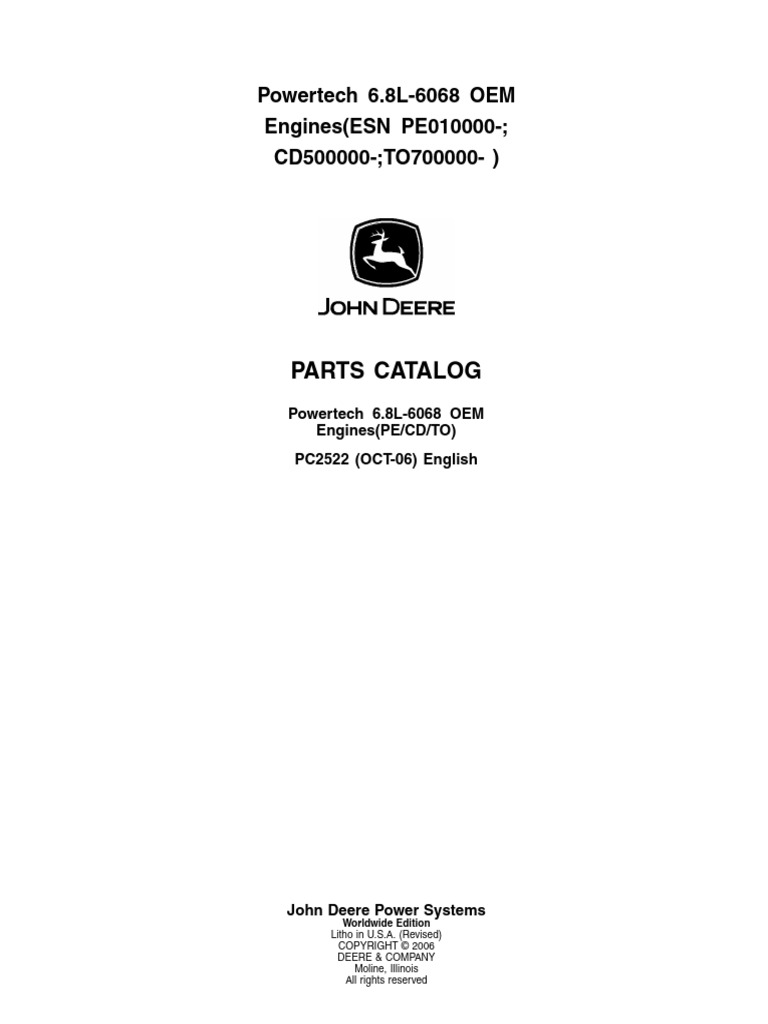 JD 6068 Parts Catalog | PDF