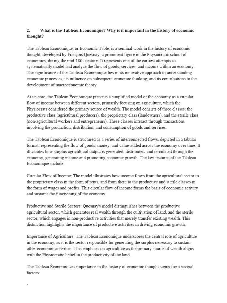 What Is The Tableau Economique | PDF | Economics | Macroeconomics