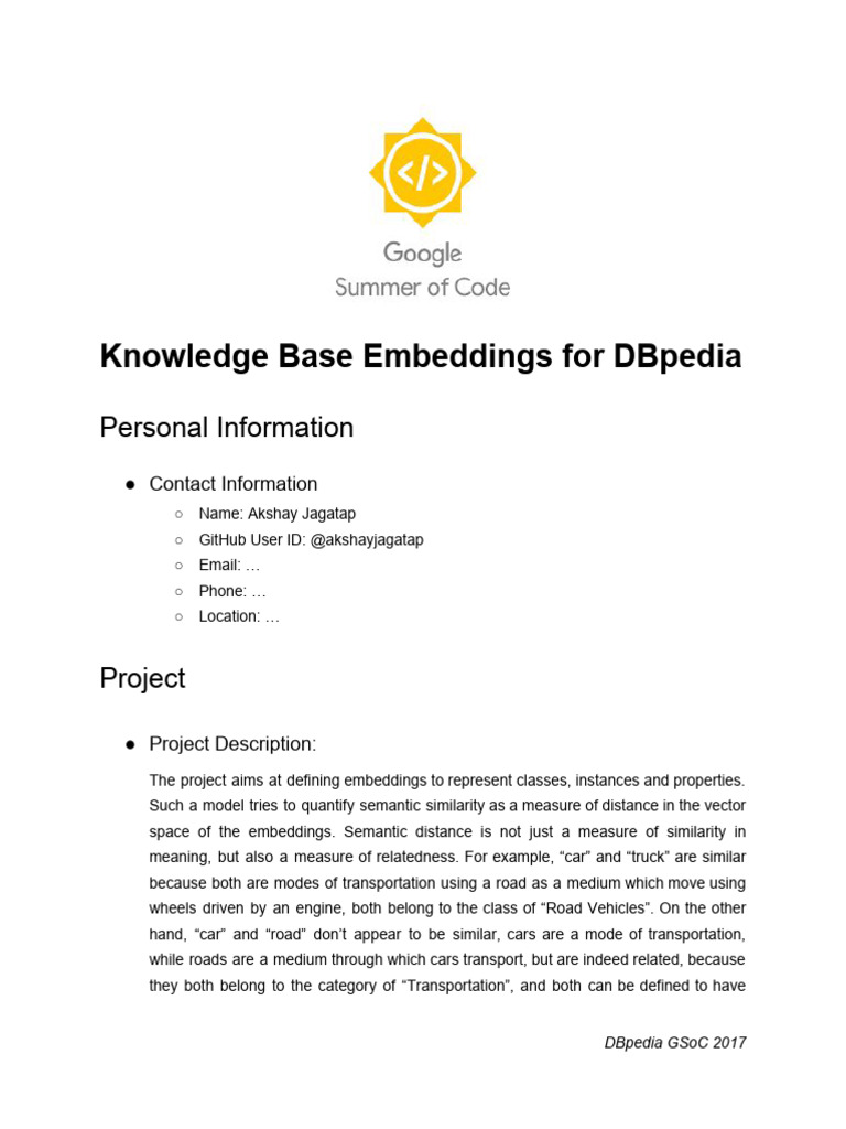 Akshay DBpedia GSoC 2017 Proposal | PDF | Semantics | Information