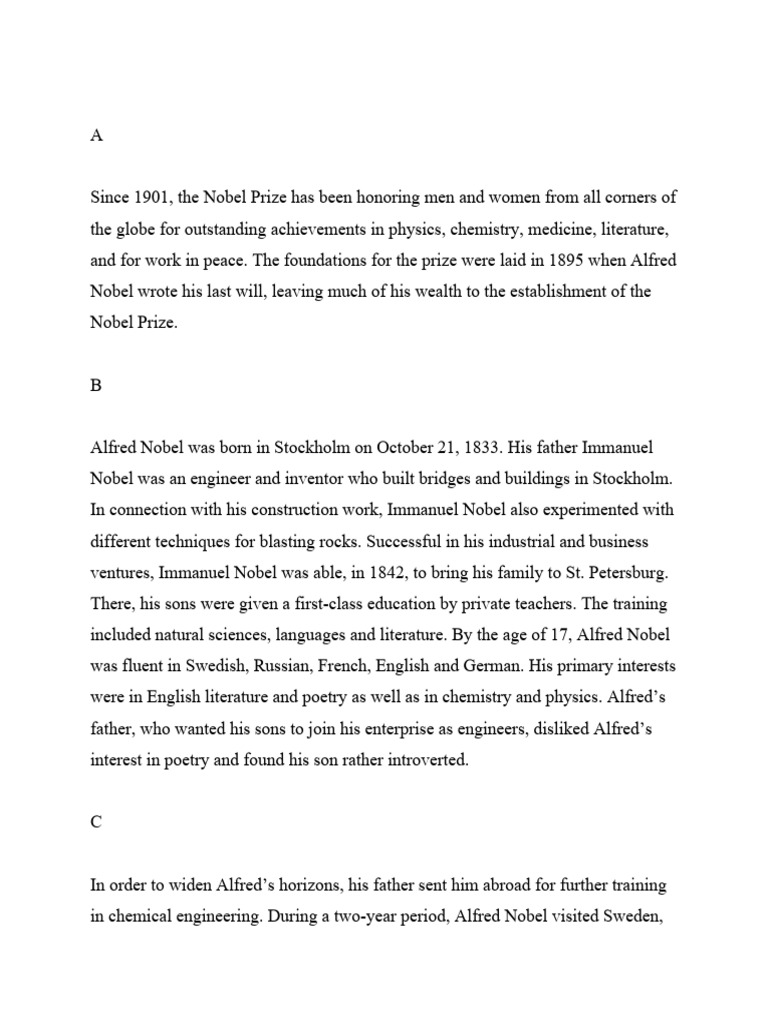 Alfred Nobel: Life and Legacy | PDF | Art | History