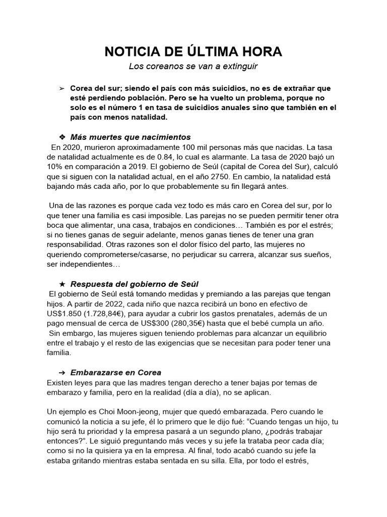 Noticia de Última Hora | PDF | Corea del Sur | Política mundial