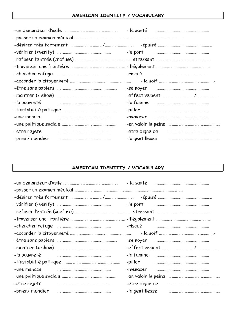 American Identity ES1 Unit 6 p102 Voc | PDF