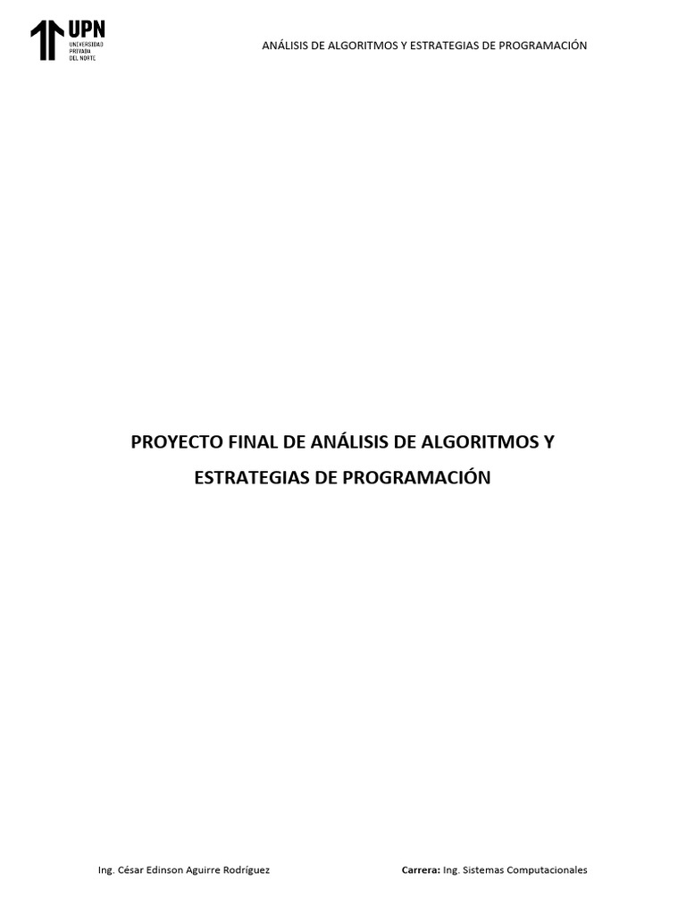 Proyecto Final-Analisis de Algoritmos - 2023 - 2 | PDF | Programación de computadoras | Algoritmos