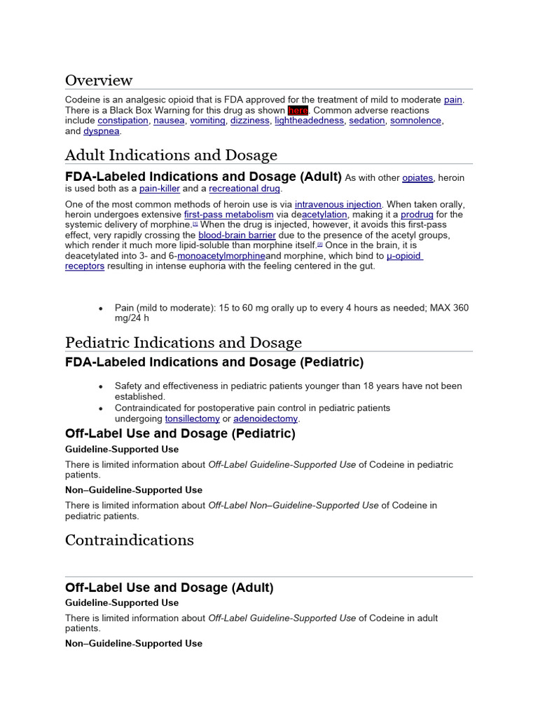 Pholcodine Contraindications Overview | PDF | Heroin | Morphine