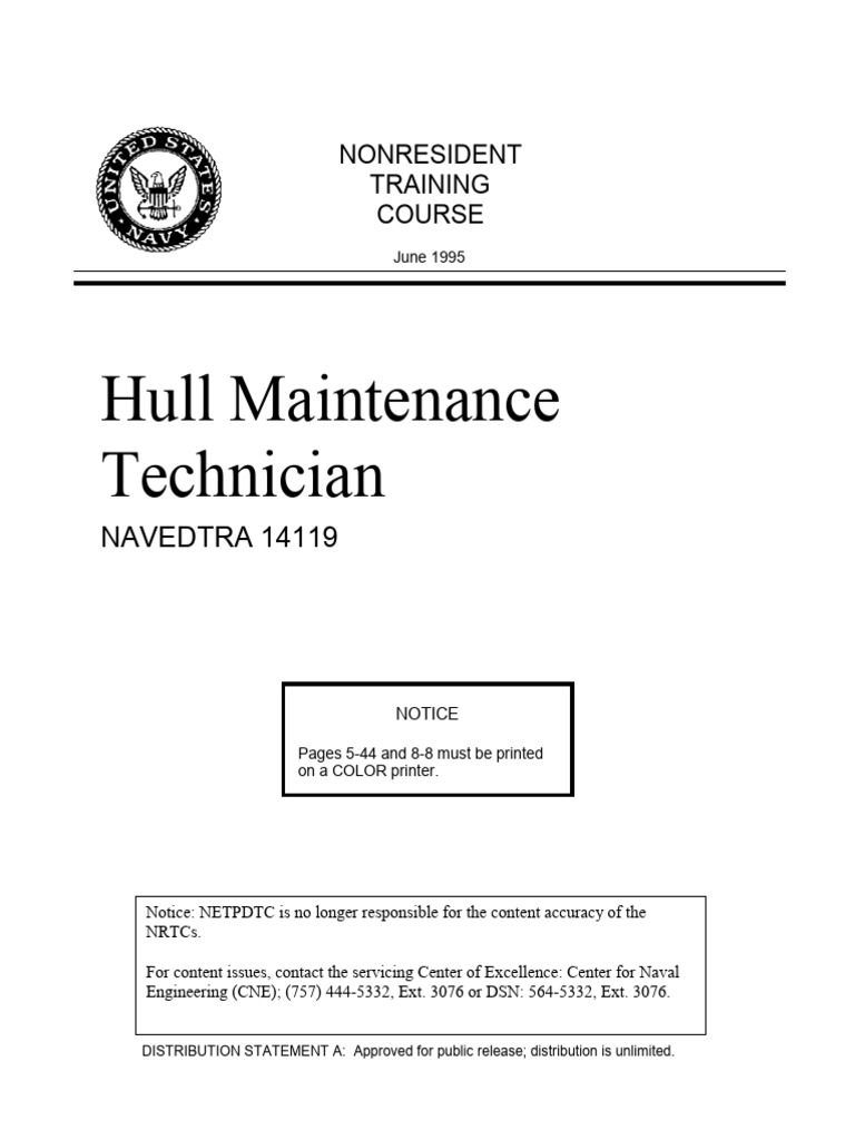 NAVEDTRA 14119 Hull Maintenance Technician | PDF | Personal Protective Equipment | Welding