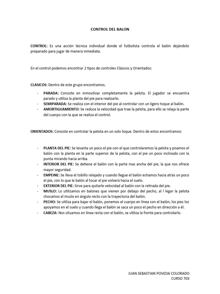 Control Del Balon | PDF