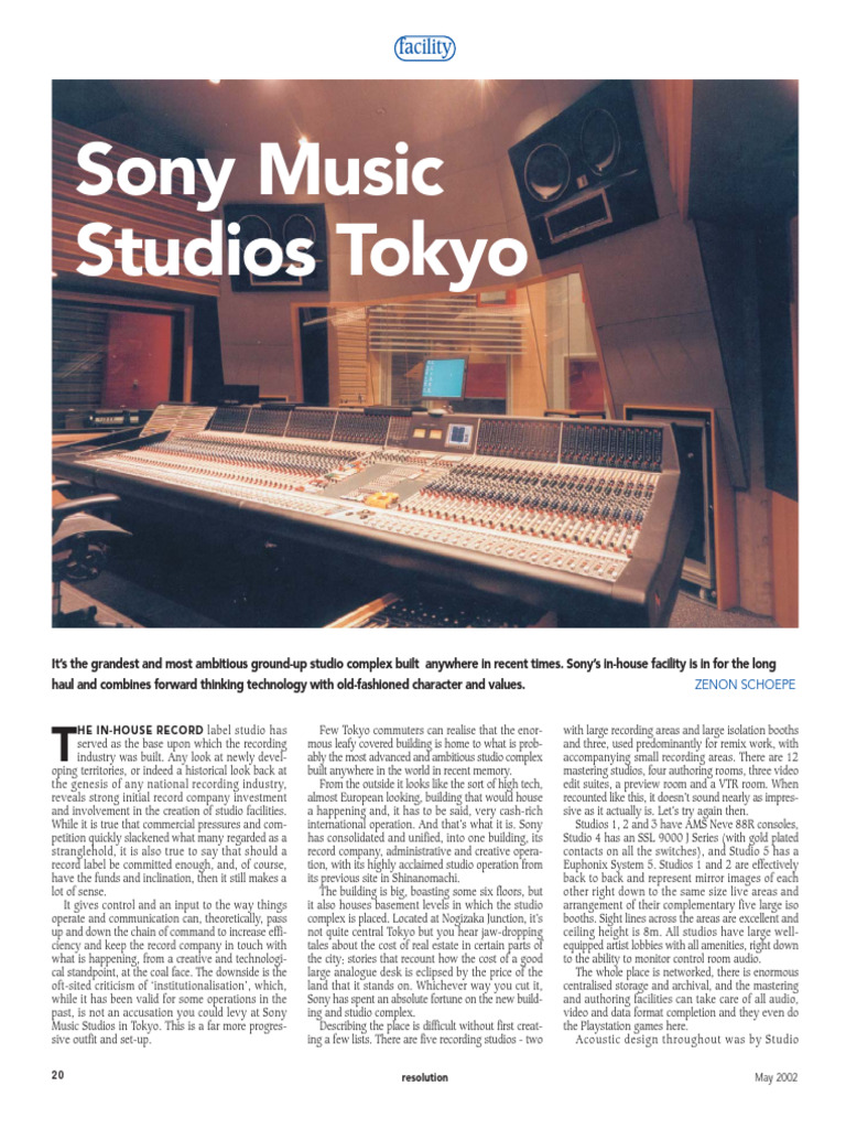 Sony-Music-Studios-Tokyo | PDF | Sony | Equalization (Audio)