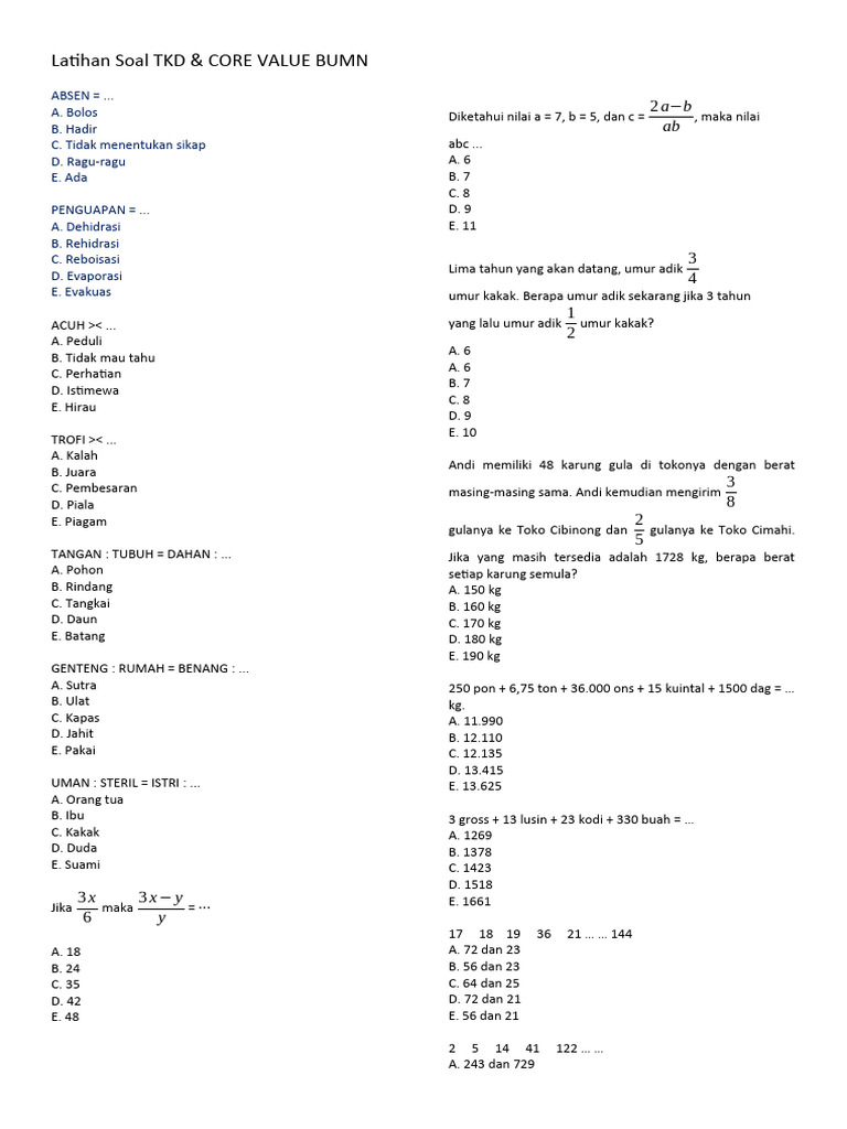 Latihan Soal TKD | PDF