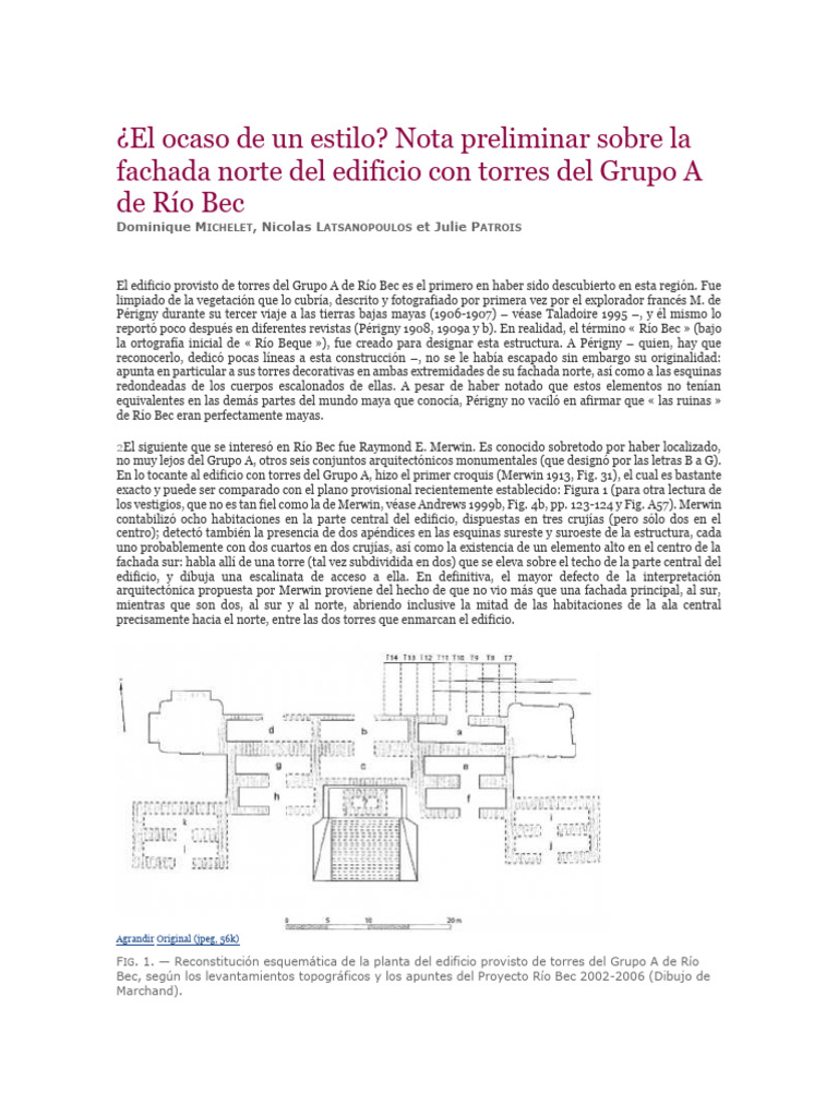 El Ocaso de Un Estilo - Nota Preliminar Sobre La Fachada Norte Del Edificio Con Torres Del Grupo ...