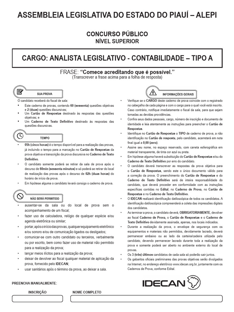 Idecan Prova ALEPI CONTADOR 2024 | PDF Idecan Prova ALEPI CONTADOR 2024 | PDF