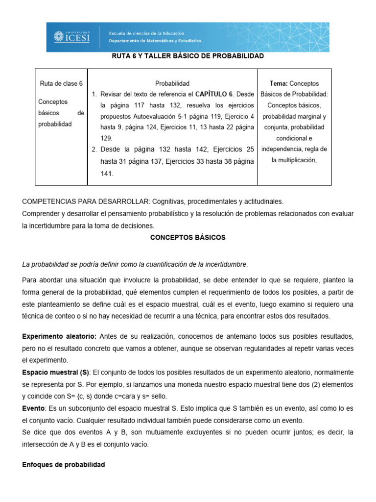 Conceptos Básicos de Probabilidad | PDF | Teoría de probabilidad ...
