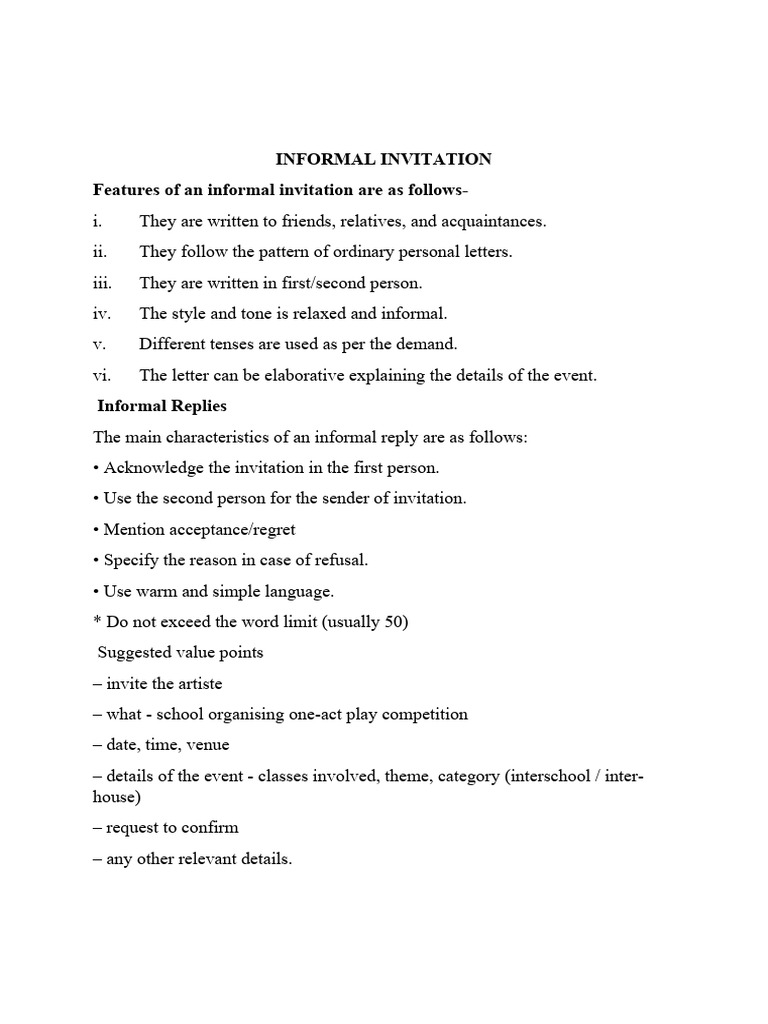Informal Invitation Writing | PDF