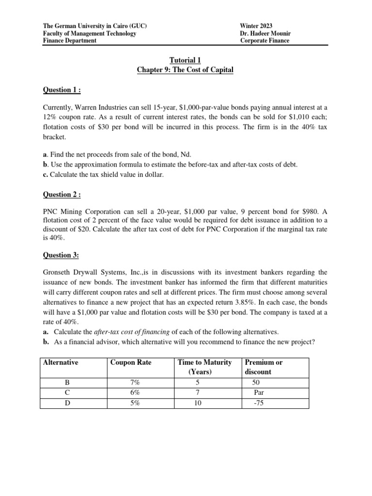 Managerial Finance Tutorial 1 Sheet | Download Free PDF | Stocks ...