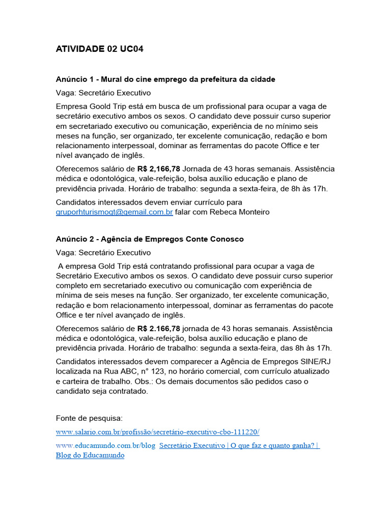 Atividade 02 Uc 04 | PDF