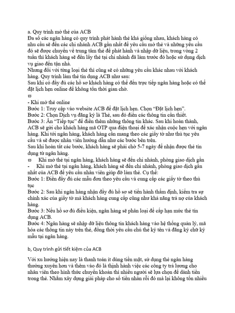 Quy Trình Cung NG ACB | PDF