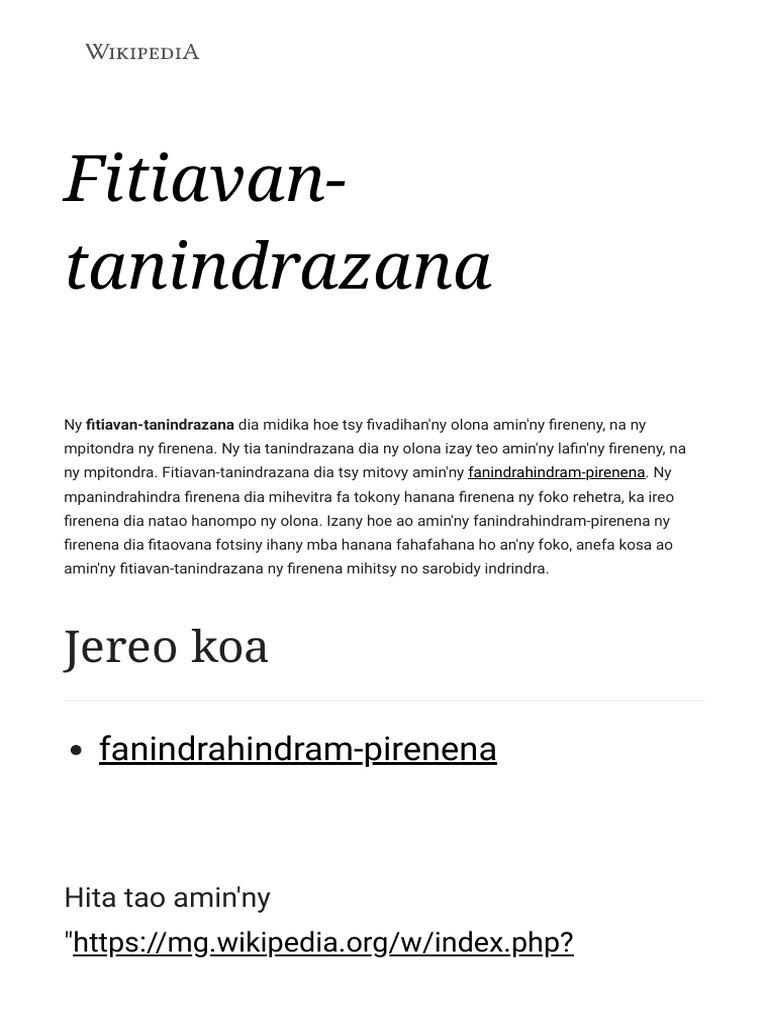 Fitiavan-Tanindrazana - Wikipedia | PDF