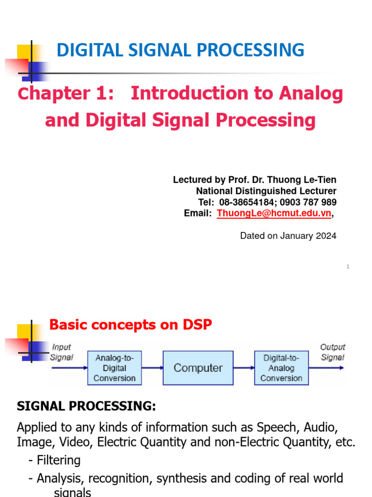 Ch1 IntroDSP2024 | PDF | Discrete Time And Continuous Time | Digital Signal Processing