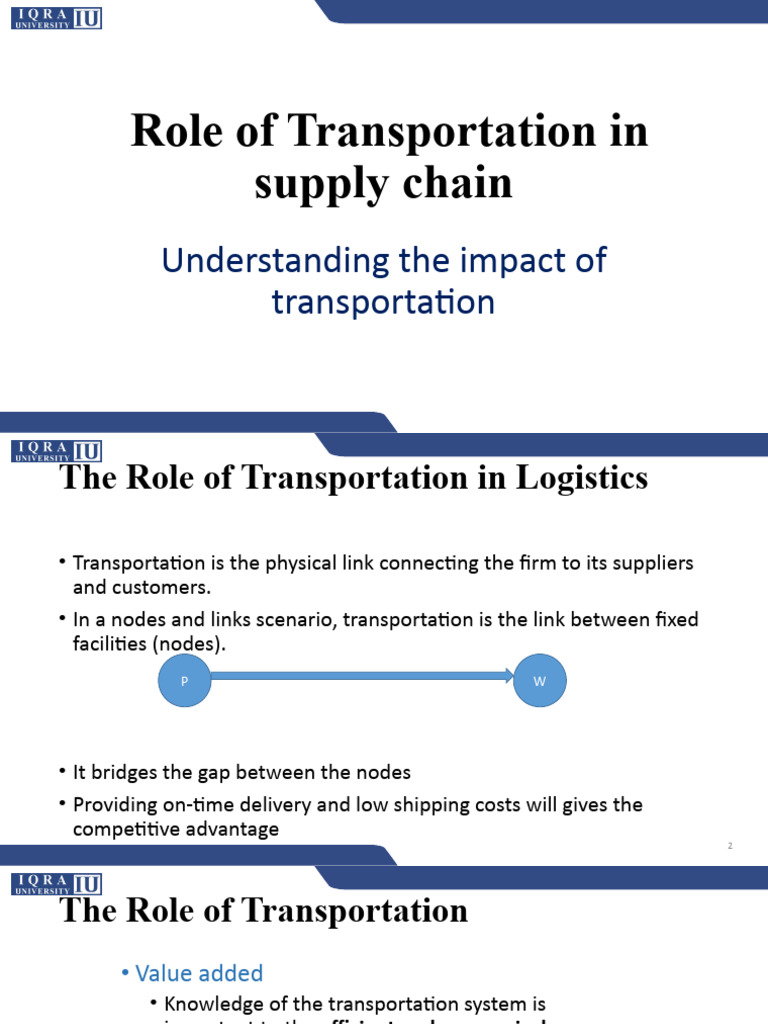 Transportation's Role in Supply Chain Efficiency | PDF | Cargo ...