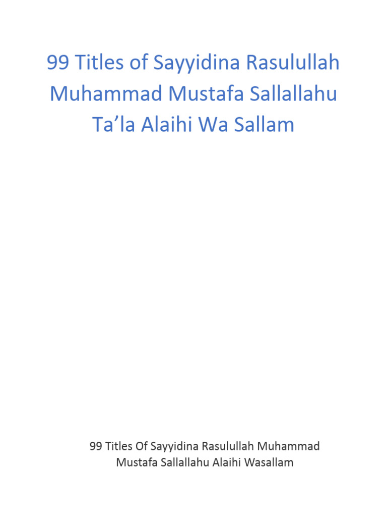 99 Titles of Prophet Muhammad | PDF | Islamic Belief And Doctrine | Quran