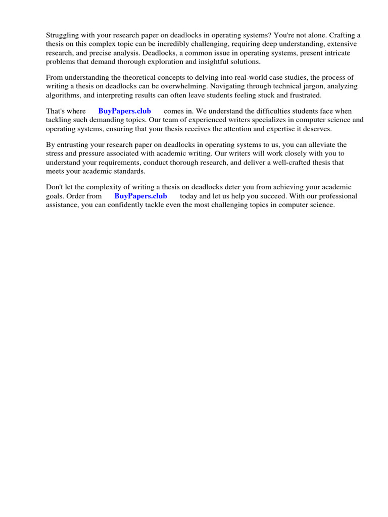 Research Paper On Deadlocks Operating System Download Free Pdf Operating System Process 1858
