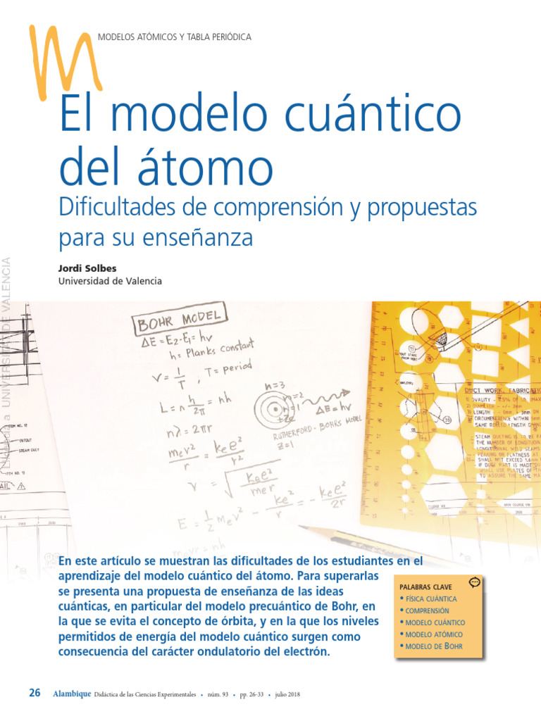 El Modelo Cuántico Del Átomo, Dificultades de Comprensión y Propuestas ...
