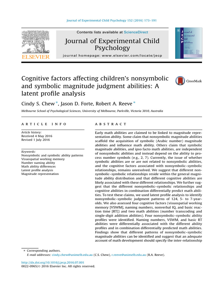 Cognitive Factors Affecting Children's Nonsymbolic | PDF | Applied ...
