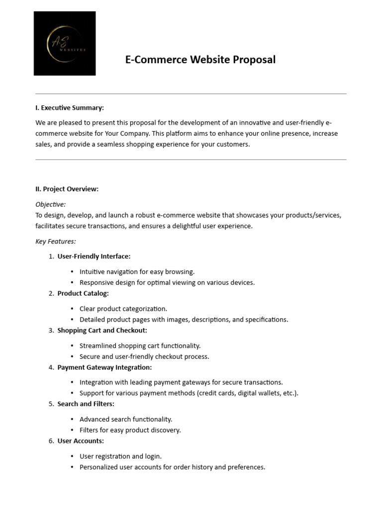 E-Commerce Website Proposal | PDF | Usability | E Commerce