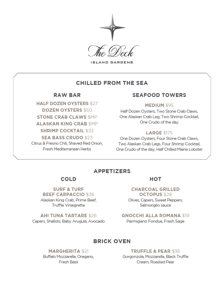 Main Deck Menu & Prices Overview | PDF | Sauce | Foods