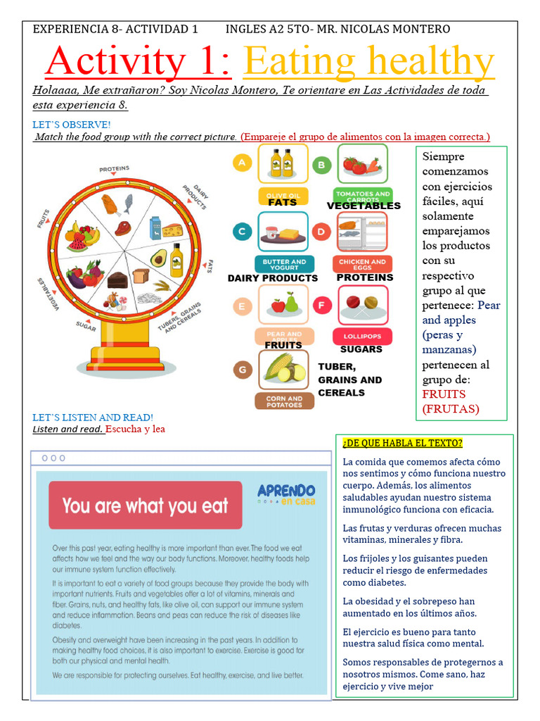 Inglés A2 5to (Activity 1) Exp 8 | PDF | Sustantivo