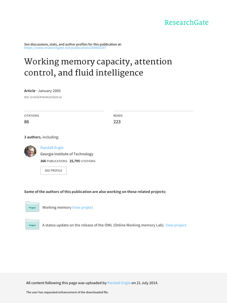 Working Memory Capacity Attention Control and Fluid Intelligence | PDF | Intelligence Quotient ...