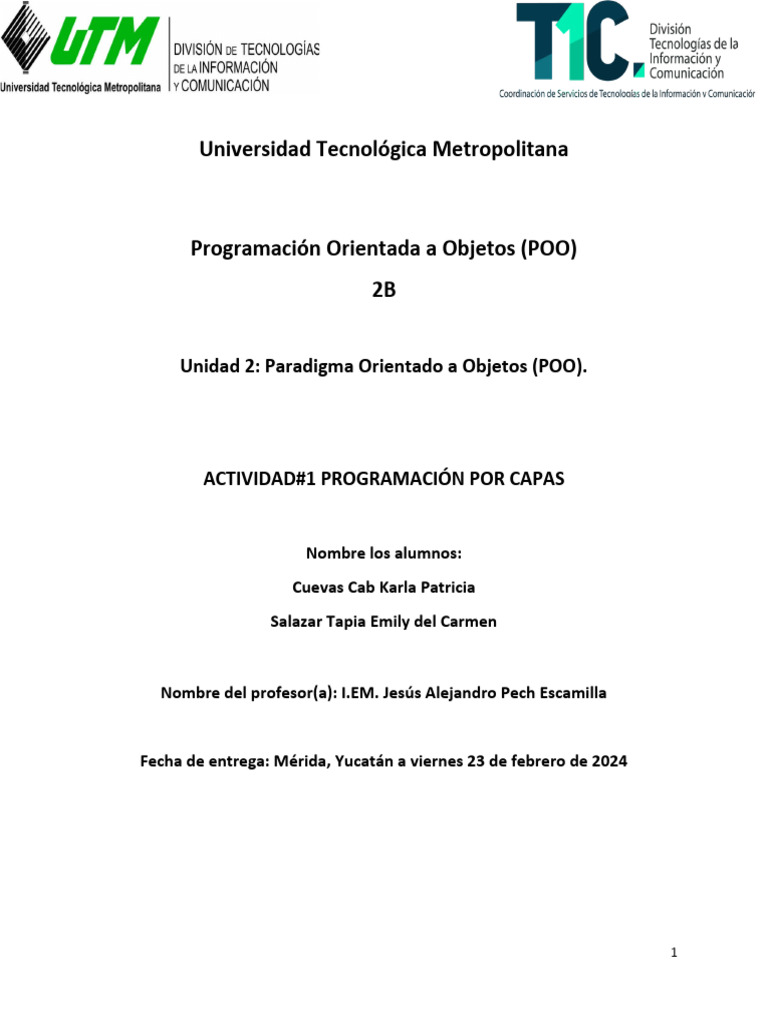 Programación por Capas en POO | PDF | Ciencias de la Computación ...