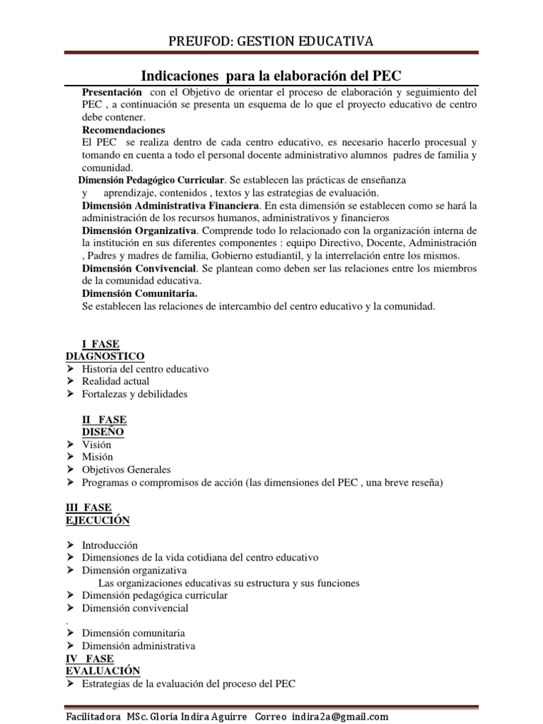 Dimensiones del PEC en Educación | PDF | Evaluación | Gestión de ...