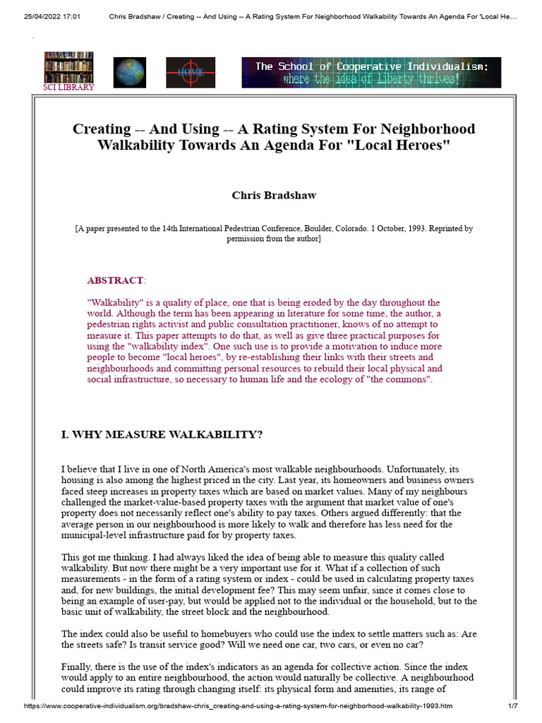 Creating - and Using - A Rating System For Neighborhood Walkability ... Creating - and Using - A Rating System For Neighborhood Walkability ...