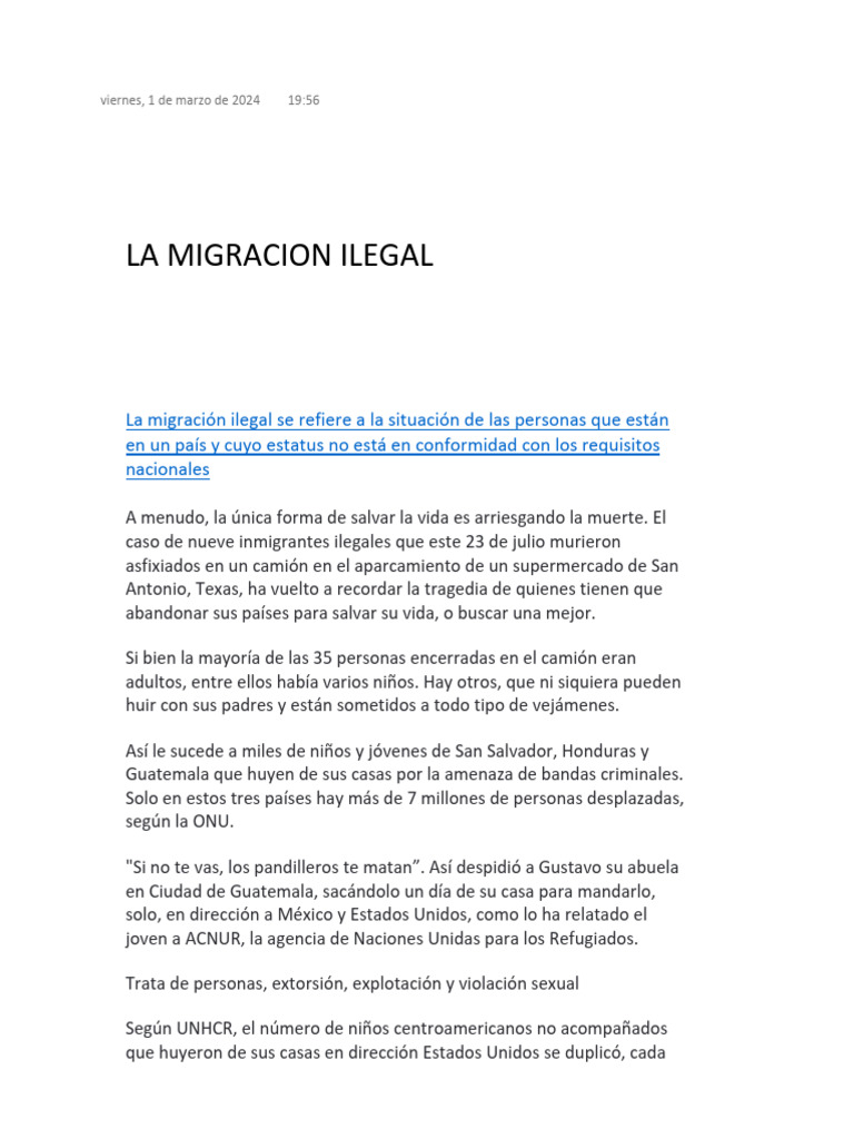 MIGRACION ILEGAL - Creater by Alexis Navarro | PDF | Refugiado ...