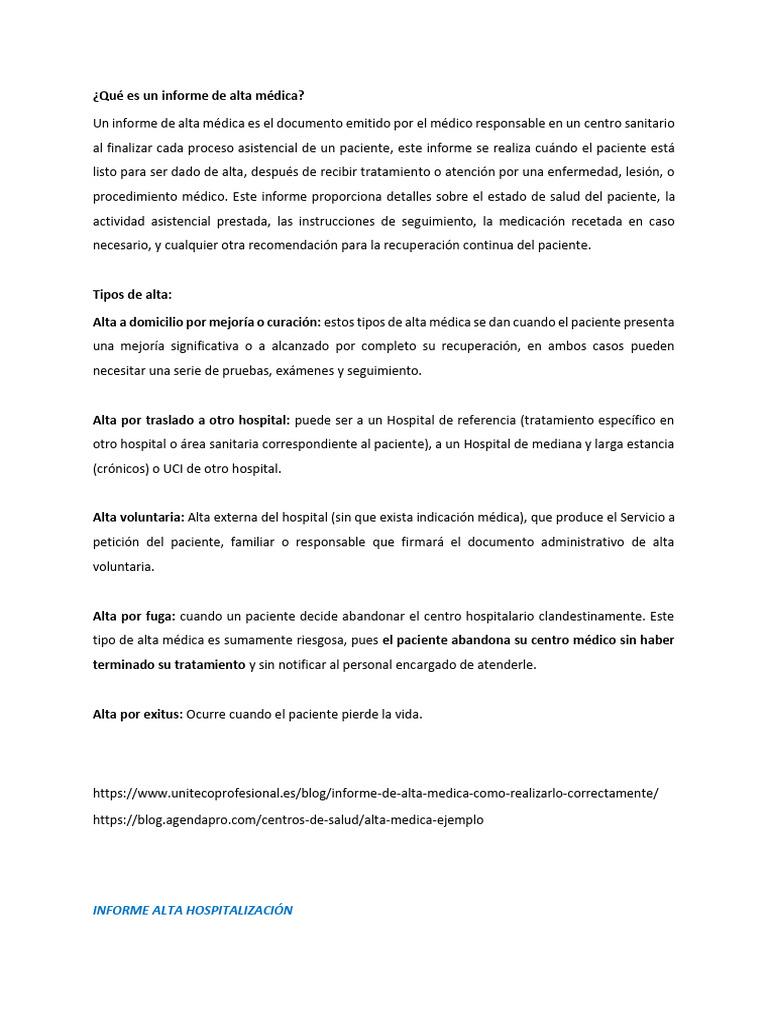 Informe de Alta Médica por Mejoría | PDF | Hospital | Electrocardiografia