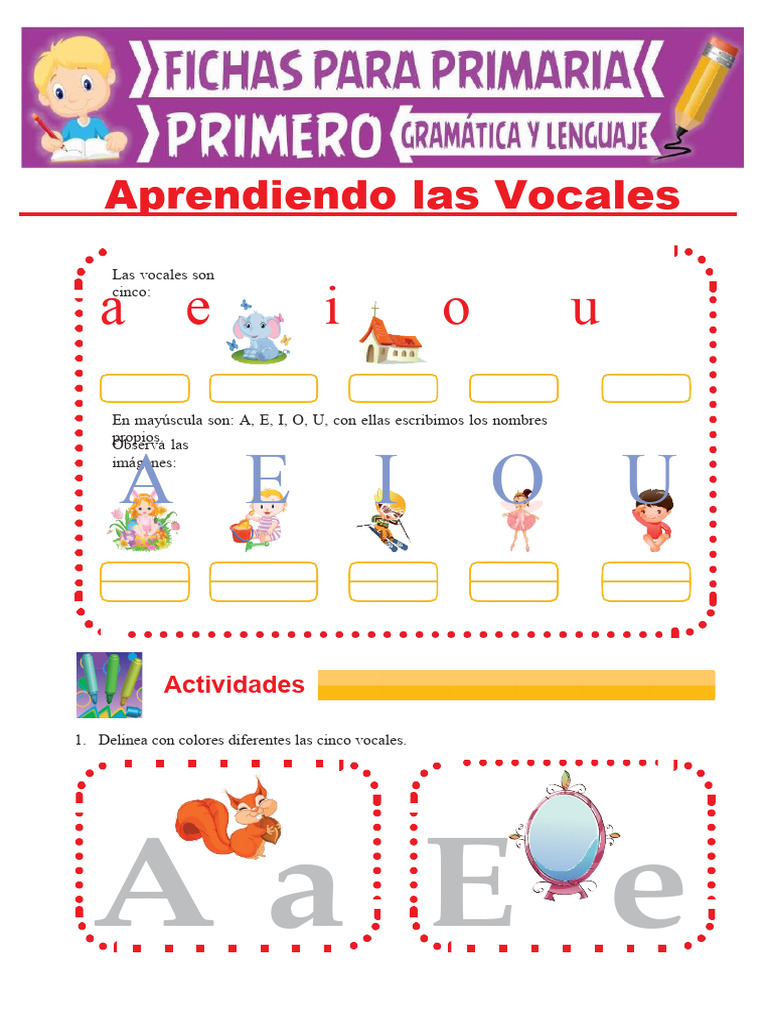 Aprendiendo Las Vocales para Primer Grado de Primaria | PDF