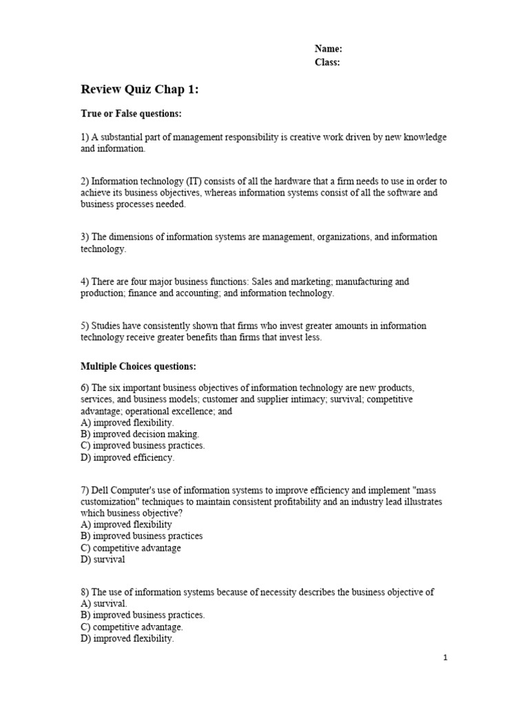 Chap 1 - Review Quetions MIS | PDF | Information | Sales